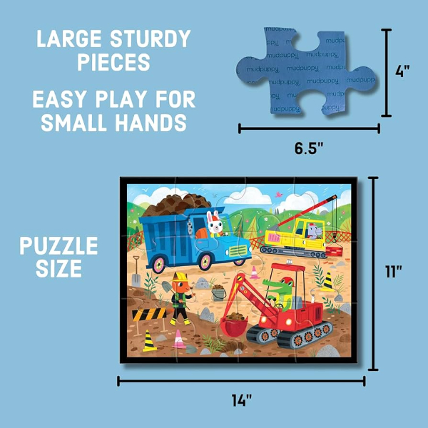 Mudpuppy 12 Piece Pouch Puzzle - Construction Site - Daisy Daisy